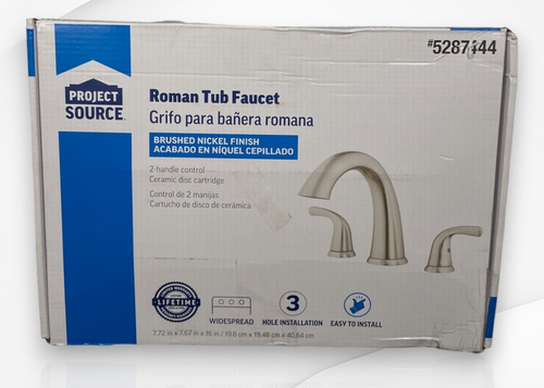 Project Source Brushed Nickel 2-handle Deck-mount Roman High-arc ...