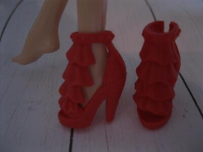 Barbie clothe-MODEL MUSE/Fashionista Red OT ruffle SANDAL SHOES fits ...