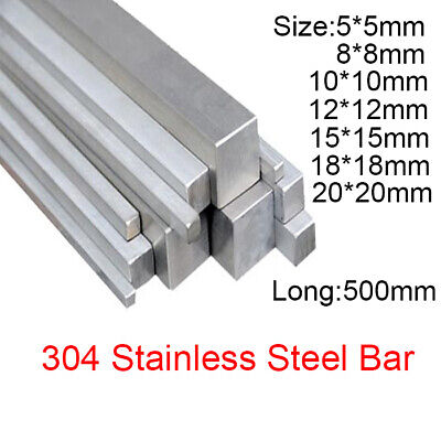 5*5mm - 20*20mm 304 Stainless Steel Solid Square Bars Metal Rod Stick 500mm /20" | eBay