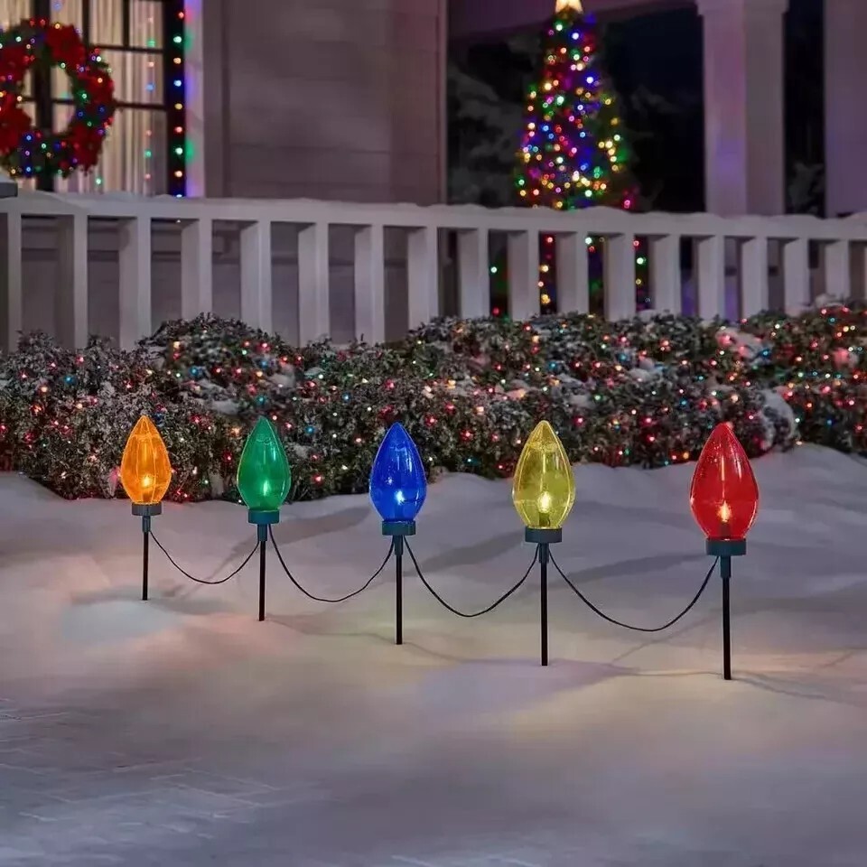 Home Accents 20" Multi-Colored Giant C7 LED Pathway Lights 5 Pack New ...