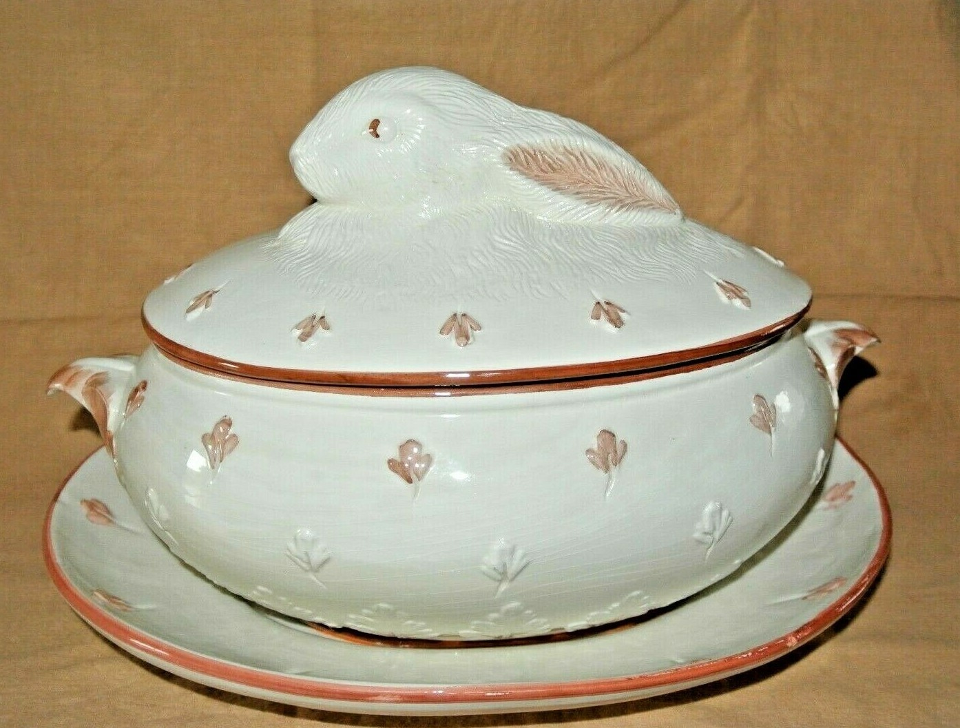 Vintage ABC BASSANO Italy Ceramic Rabbit Lid Soup Tureen Oval Bowl ...