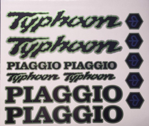 Piaggio Typhoon Decals/Stickers 50 70 80 125 172 183 Black Green Silver ...