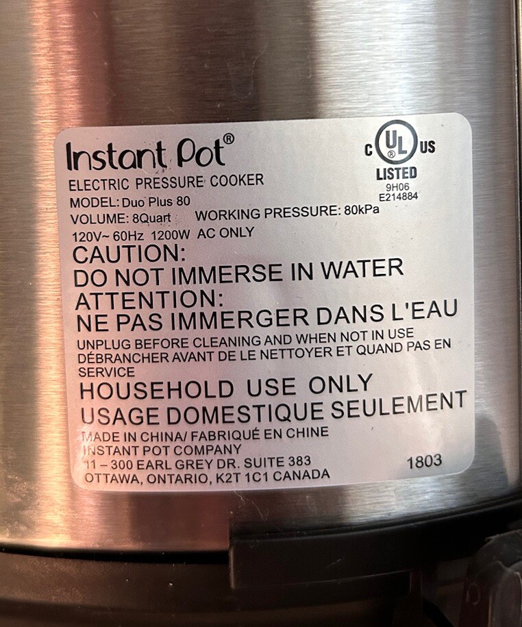 Instant Pot Electric Pressure Cooker Duo Plus 80 - 8 Quart Multi Use ...