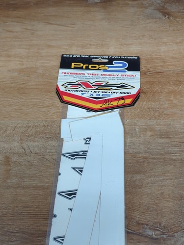 #7 NOS N-Style Pros2 7x3 .25 Side & Front Number Plate Stickers White 3 ...