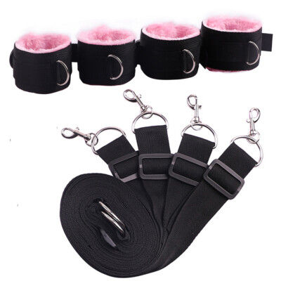 Cozy Feel Bed Restraint Harness Set Bondage Strap Handcuffs Ankle Kit ...