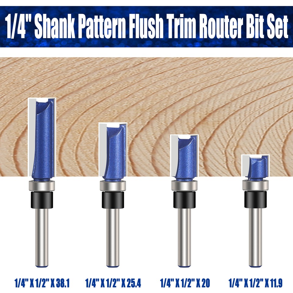 1/4'' Shank Flush Trim Router Bit Bottom Bearing Woodworking Straight ...