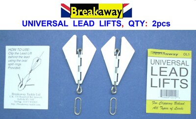 2 BREAKAWAY UNIVERSAL LEAD LIFTS FOR SEA FISHING LINE BAIT CLIP RIG ...