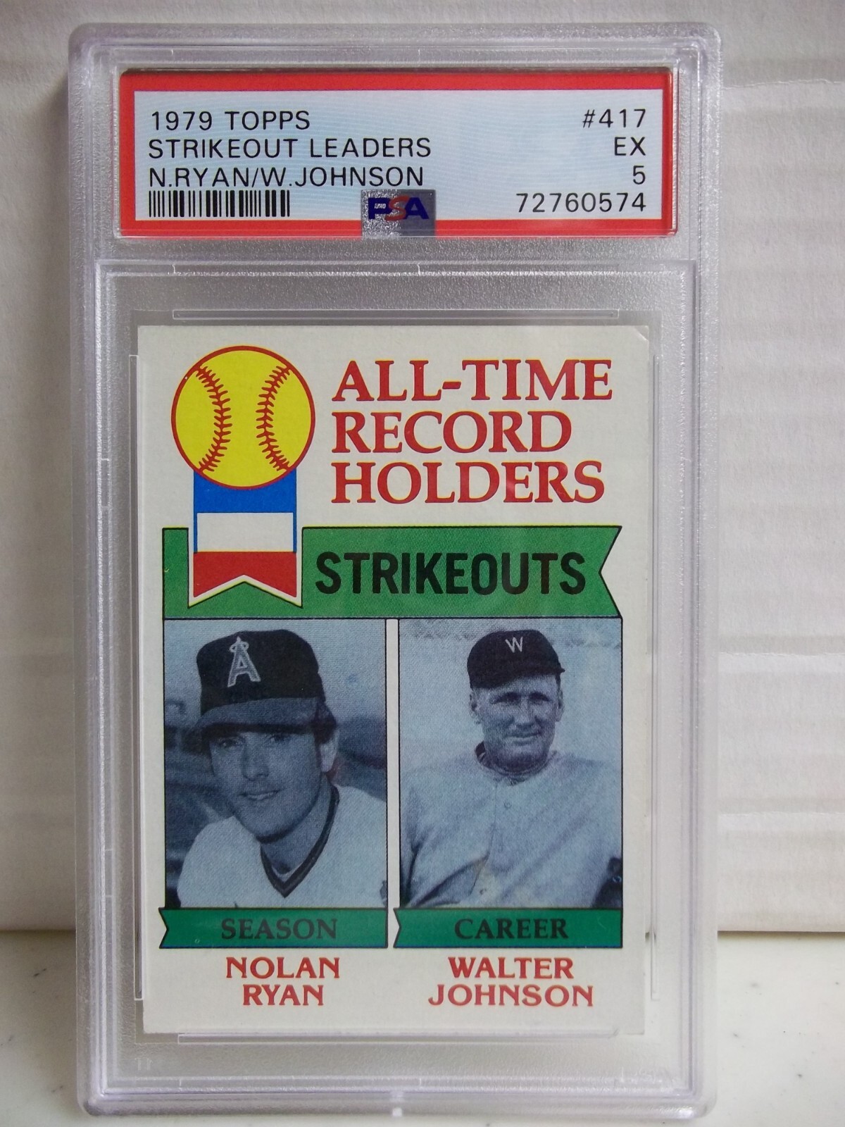 1979 Topps Nolan Ryan/Walter Johnson PSA EX 5 Card #417 MLB HOF ...