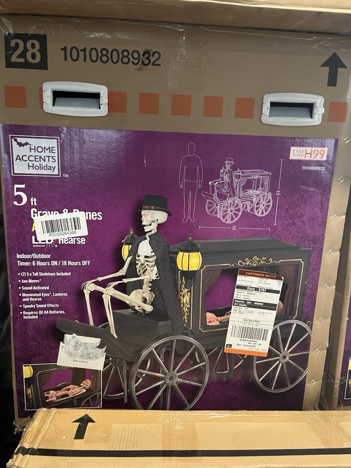 New Home Depot Home Accents Holiday 5 ft. Animated LED Hearse Halloween ...