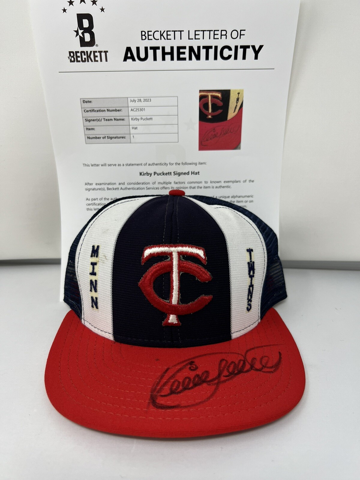 Kirby Puckett Signed Minnesota Twins Hat Beckett COA | eBay