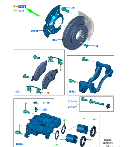 FORD RANGER T6 Front Brake Pad Anti-Rattle Clip Kit 1732851 NEW GENUINE ...
