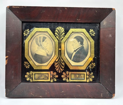 VICTORIAN MOURNING HAIR ART FRAMED PORTRAITS 1844 | eBay