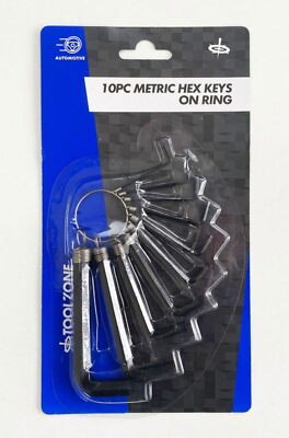 HEX KEY SET METRIC 10pc 1.5-10mm ON RING CARBON STEEL - TOOLZONE ...