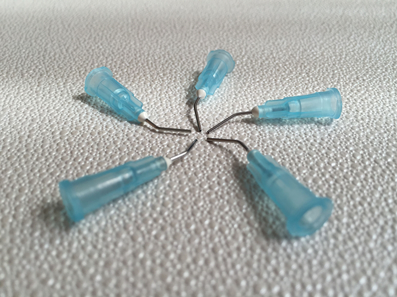 300pcs PRE BENT FLOW NEEDLE TIPS Light Blue 22 GAUGE FOR ETCH DENTAL | eBay