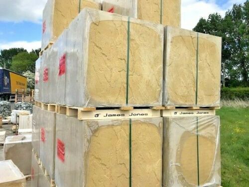 BRADSTONE PEAK RIVEN BUFF COLOUR PAVING SLABS 600X600MM. CODE 03086 ...