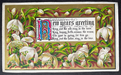 VICTORIAN GREETING CARD NEW YEAR PRETTY FLOWERS VERSE GOODALL | eBay UK