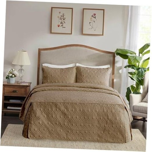 Quebec Split Corner Quilted Bedspread Classic King Khaki Fitted ...