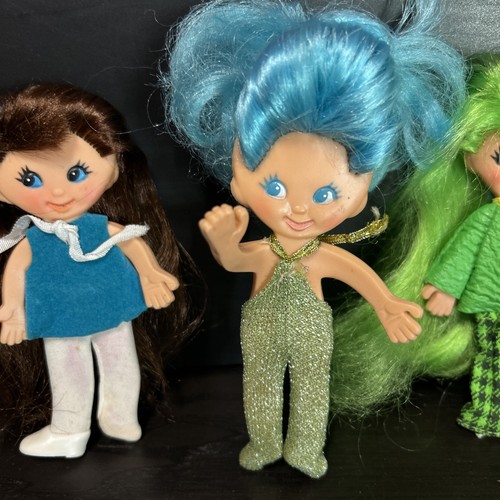 3 Vtg 1969 Ideal Flatsy Rubber Doll Lot Hong Kong Blue Green Brown Hair ...