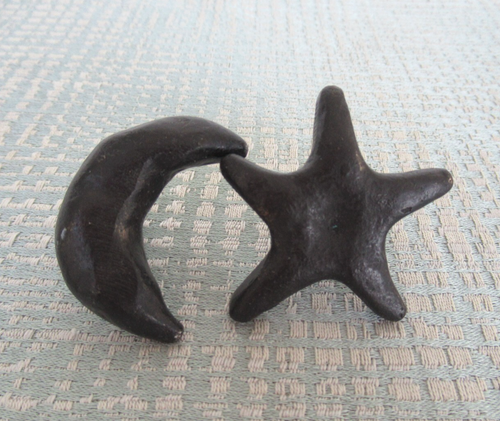 SET of 2 Cabinet Knobs Drawer Pulls Half Moon & Star, Solid Bronze ...