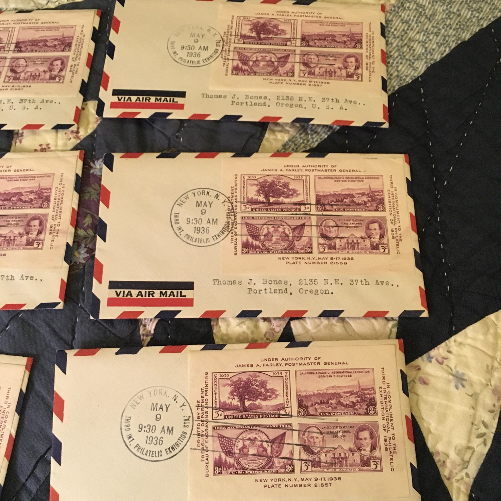 1936 Third International Philatelic (4) 3-Cent Postage. Plates 21557 ...