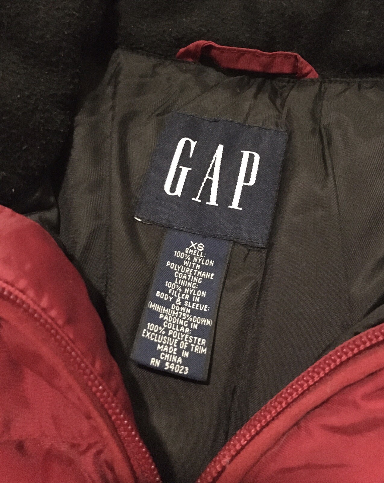 Gap Mens XS Crimson Red Down Zip Up Puffer Jacket Min… - Gem