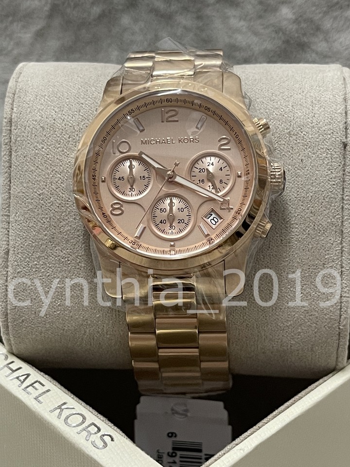 New Michael Kors MK5128 Runway Rose Gold Stainless Steel 38mm Women's ...