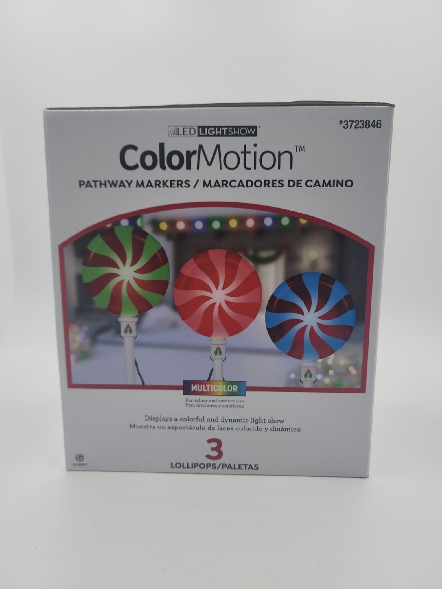 Gemmy Lollipop Pathway Stakes Colorful LED Peppermint Pathway Markers,