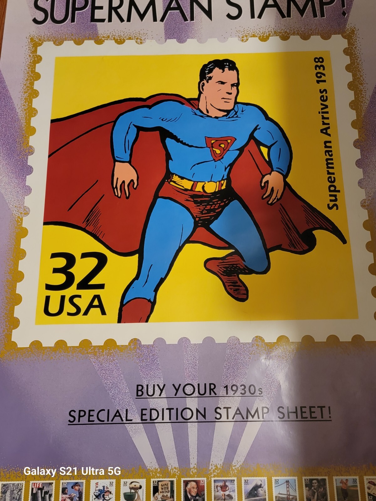 RARE Superman 32 cent stamp poster 36"x 24" Advertisement 1998 USPS | eBay