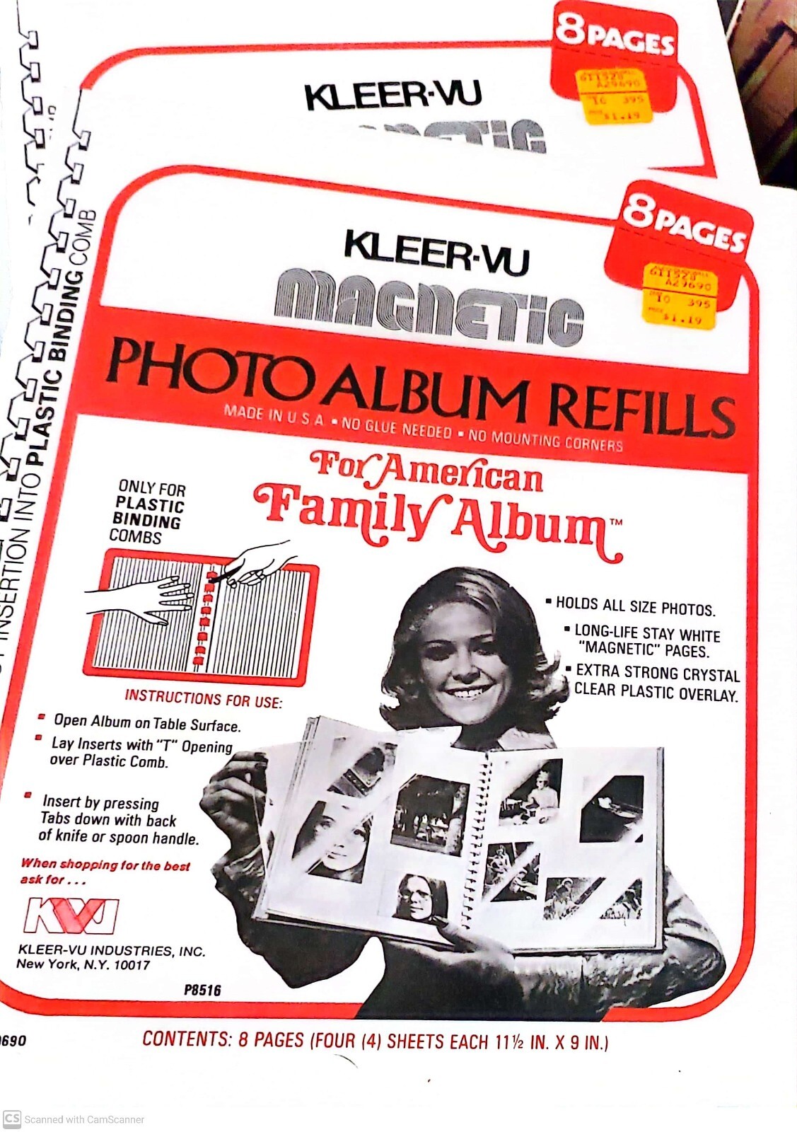 Vintage Kleer VU magnetic Photo Album Refills 11.5 ” x 9” Pockets Lot ...