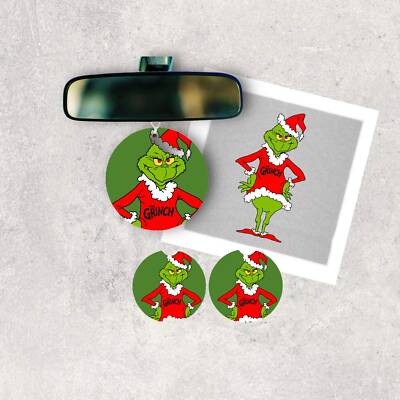 Grinch Car Accessory Christmas Gift Set - Coasters, soft Towel, Air ...
