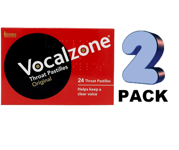 Vocalzone Throat Pastilles Original Voice Relief 24ct - PACK OF 2 (EXP ...
