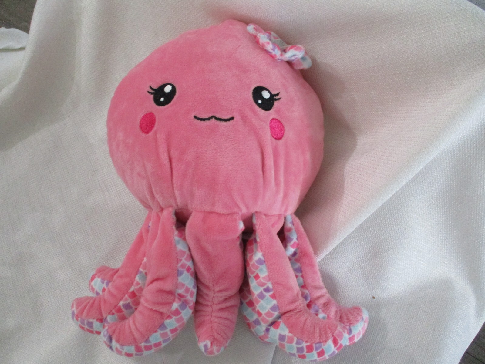 Hug Fun Plush Stuffed Octopus 12" Pink Purple Sparkle Bow Animal Sea ...