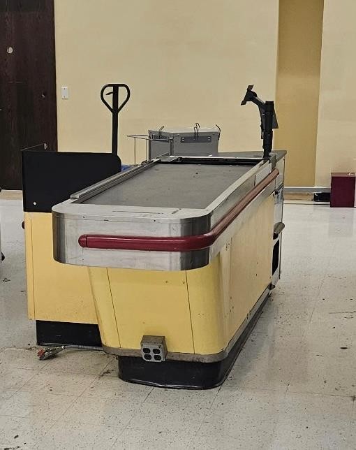 CHECKOUT COUNTER & BAG CAROUSEL Electric Belt Check Lane Grocery Store ...