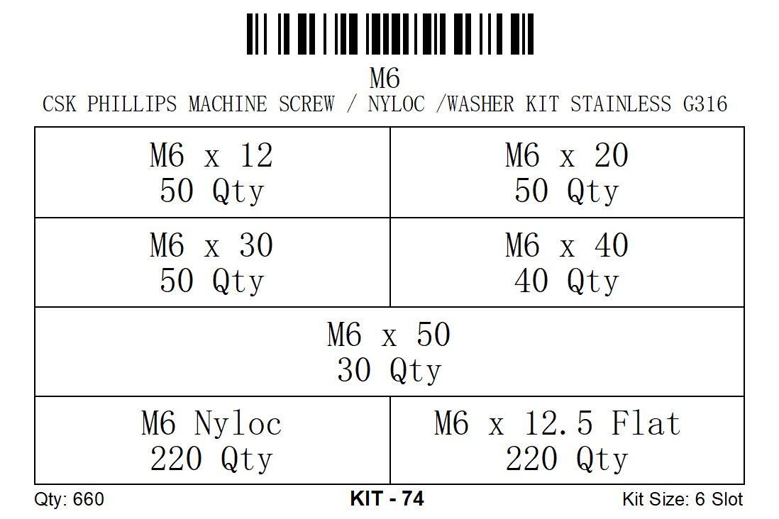 Qty 2 Assortment Kit 660 Piece M6 CSK Machine Screw Nut Washer ...