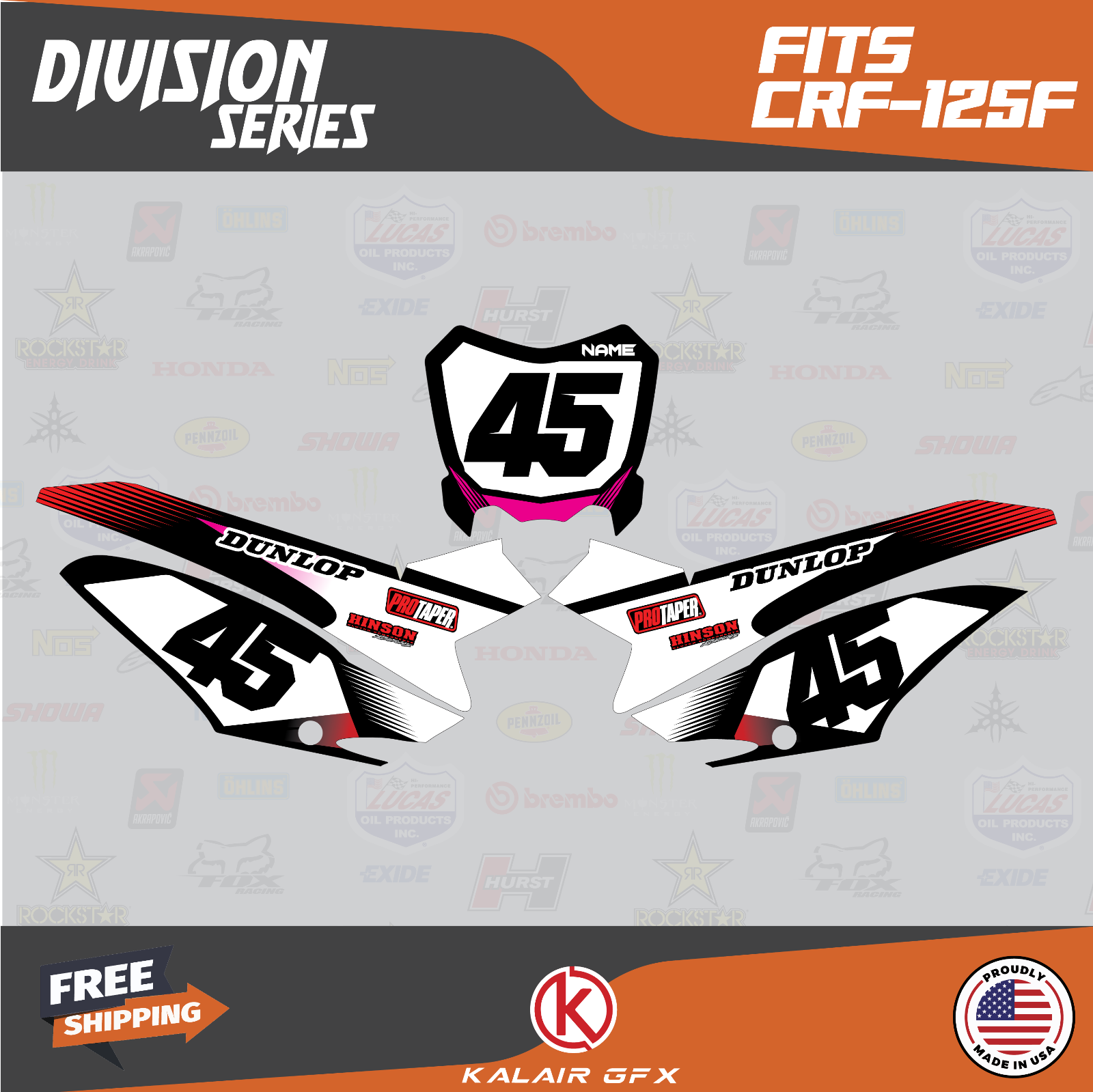 Graphics Kit for Honda CRF125F (2013-2018) CRF 125F Division Series ...