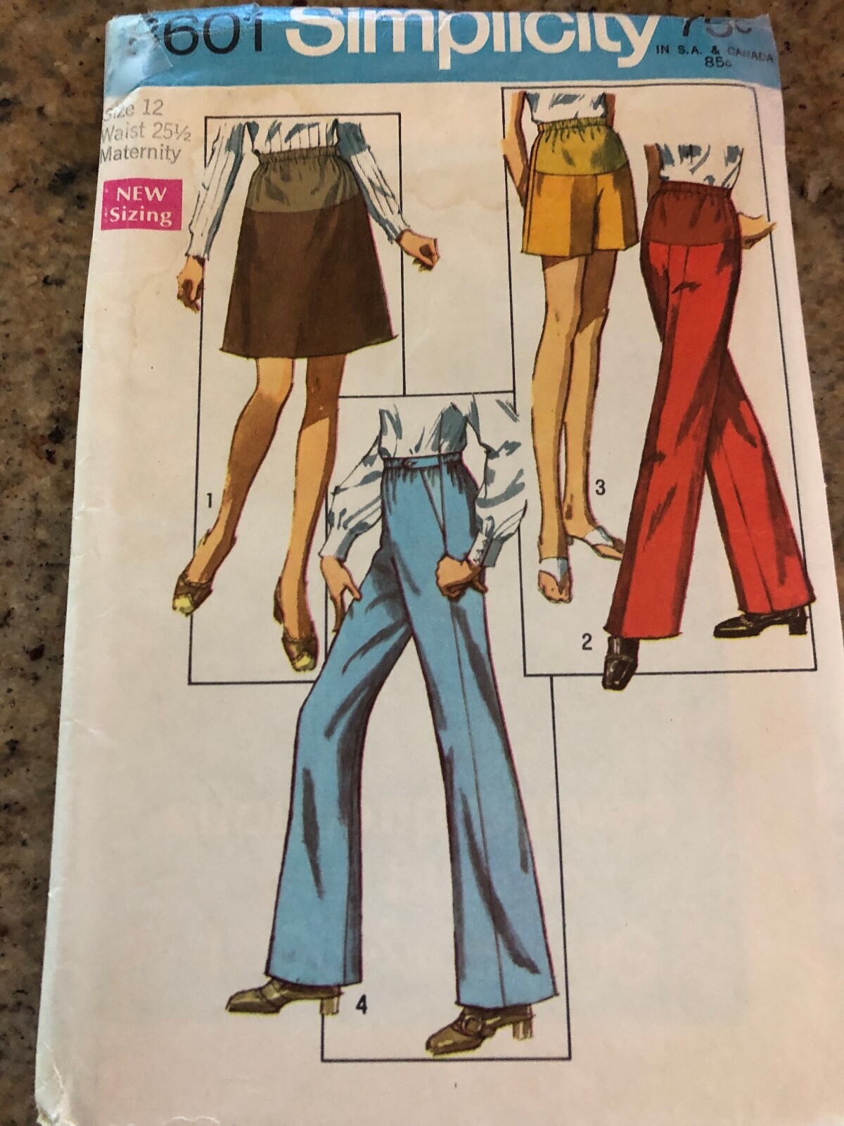 🌼 1969 SIMPLICITY #8601-MATERNITY PANTS-SHORTS & SKIRT w/wo PANEL ...