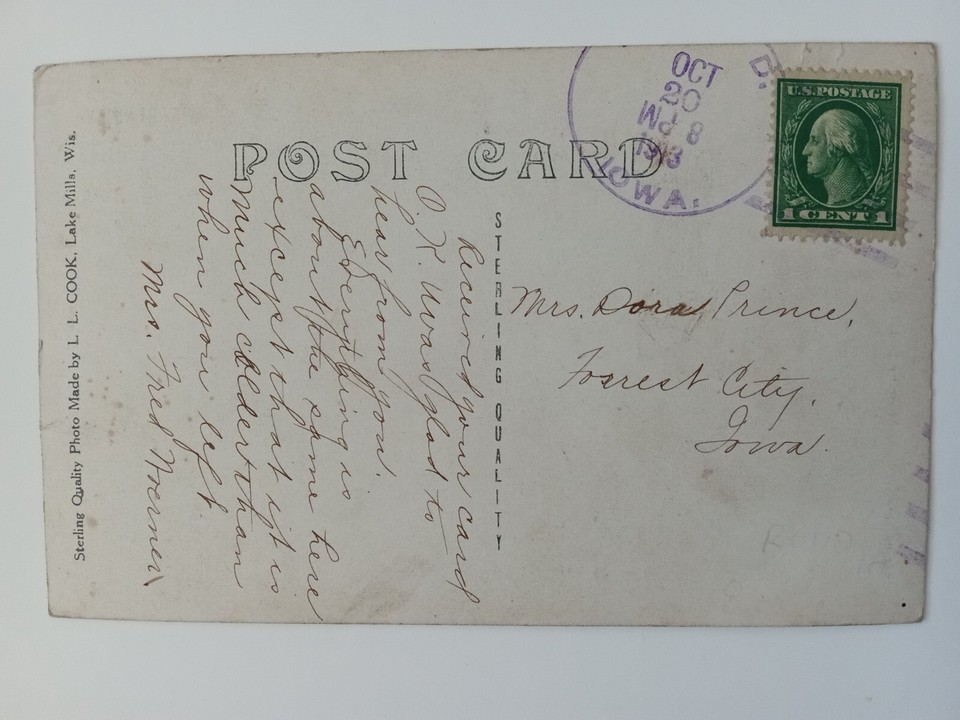 RUDD FLOYD COUNTY IOWA IA REAL PHOTO POSTCARD TINY TOWN OLD BAPTIST ...