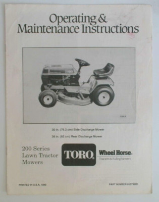 Toro 200 Lawn Tractor - Operating Instructions | eBay