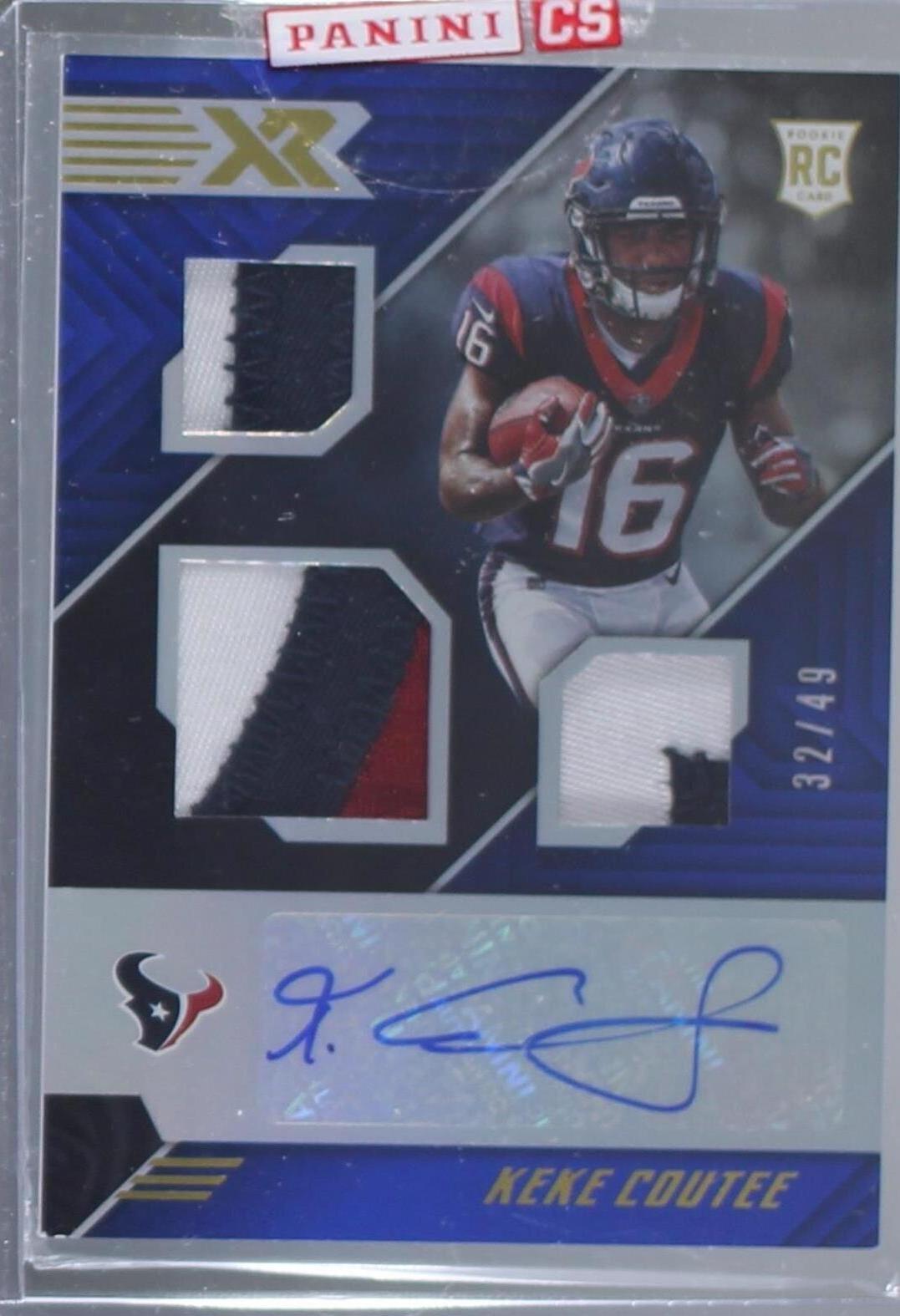 2018 Panini XR - Rookie Triple Swatch Autographs Keke Coutee #188 Blue ...