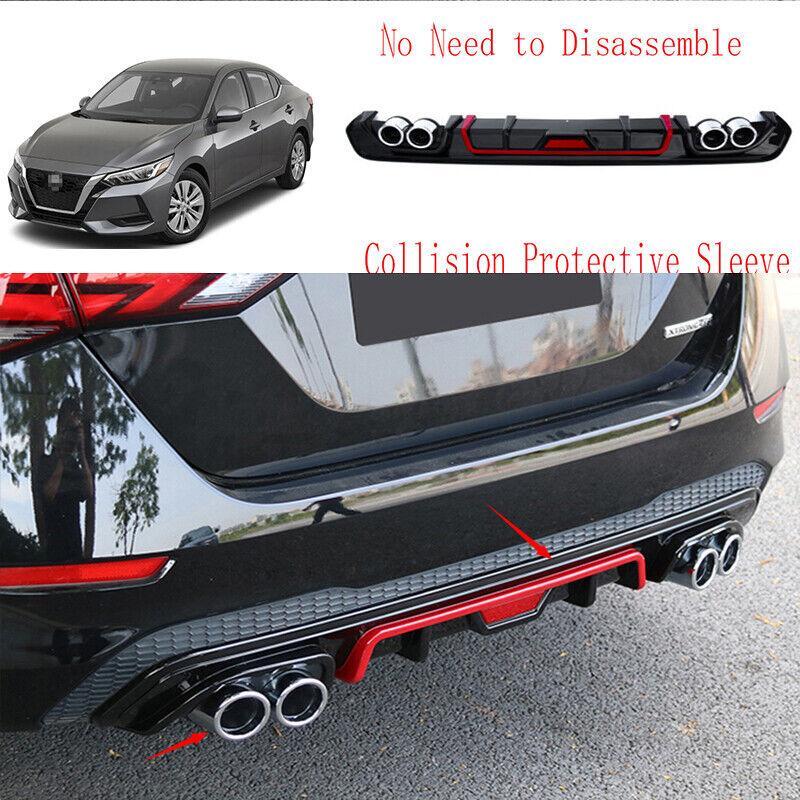 Black-Red Rear Bumper Diffuser Lip Spoiler Refit Car For Nissan Sentra ...