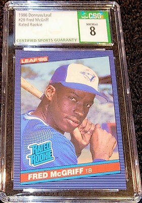 1986 FRED McGRIFF Leaf Rated Rookie RC Blue Jays HOF CSG 8 NM/MINT+ #28 ...