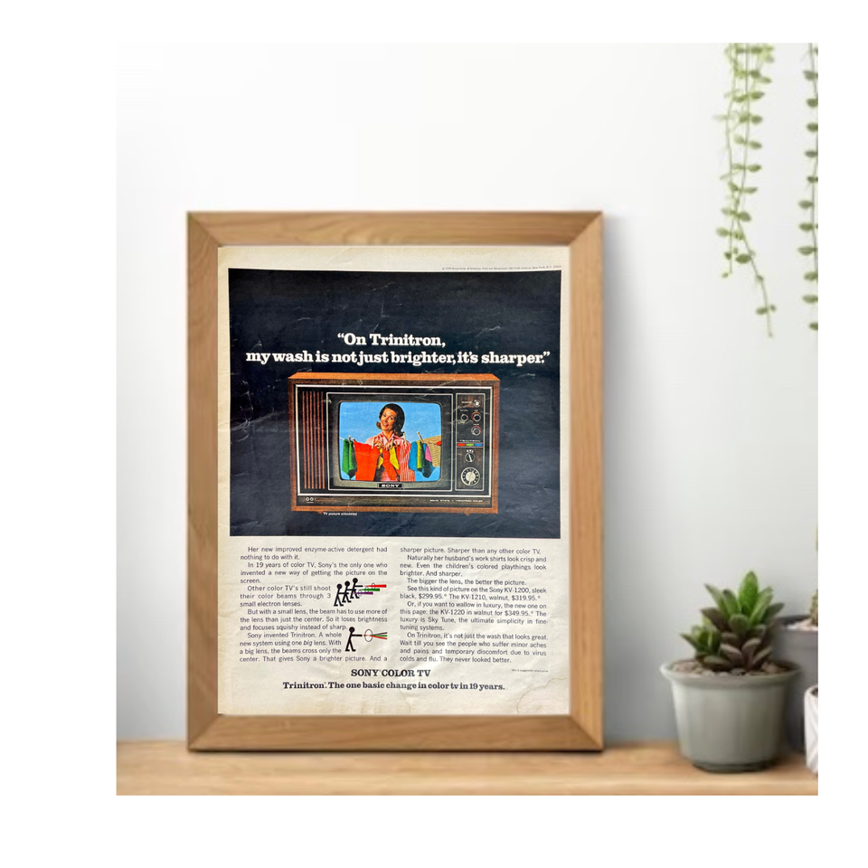 Sony Color TV Vintage Print Ad 1970 Trinitron Television Ad Retro Color ...