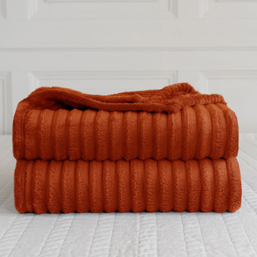 Chunky Cord Throws Ribbed Fleece Blanket Faux Fur Large Size Sofa Bed ...