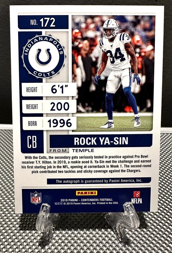 2019 Contenders ROCK YA-SIN Auto Rookie Ticket Autograph🔥Colts ...