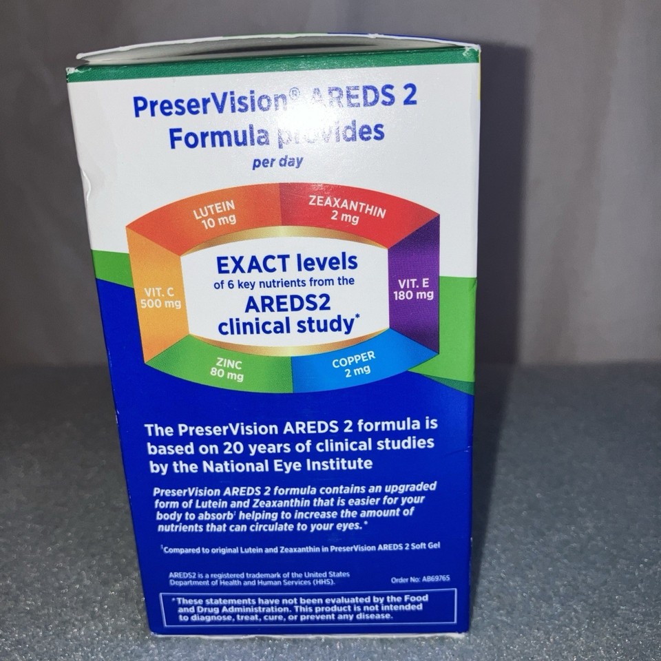 PreserVision AREDS 2 Eye Vitamin and Mineral Supplement 140 Gels NEW ...