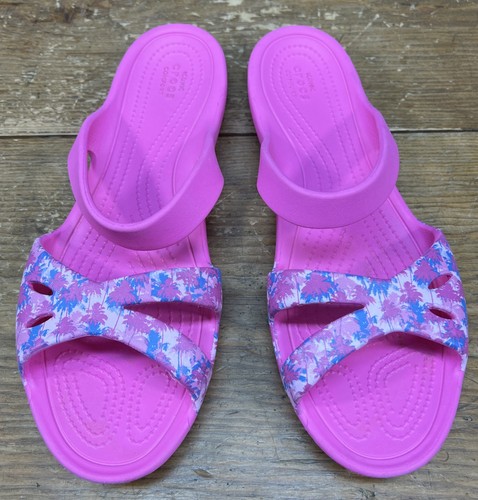 Crocs Kelli Women’s 10 Pink Palm Trees Flats Comfort Shoes Sandals ...