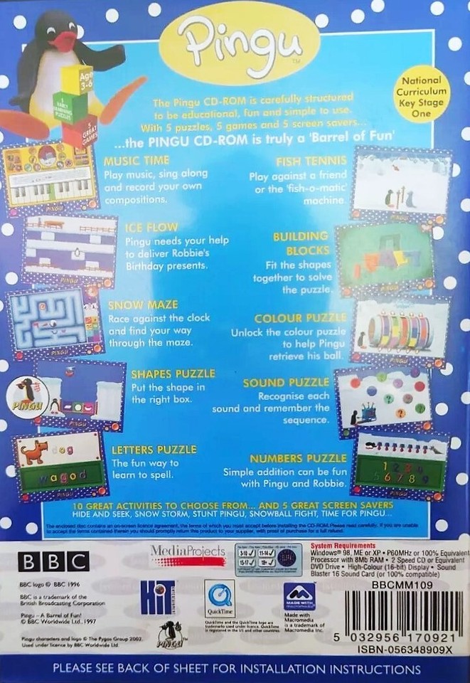 PINGU A Barrel of Fun BBC PC Windows CD-ROM education ...