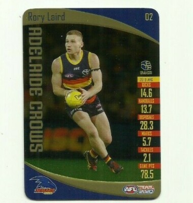 2020 TEAMCOACH GOLD ADELAIDE CROWS RORY LAIRD # 02 CARD AFL | eBay ...