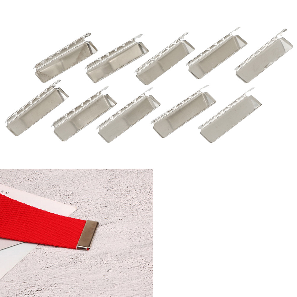 10Pcs 1.5" Metal belt buckle end tip for cotton webbing tag bag key fob ...