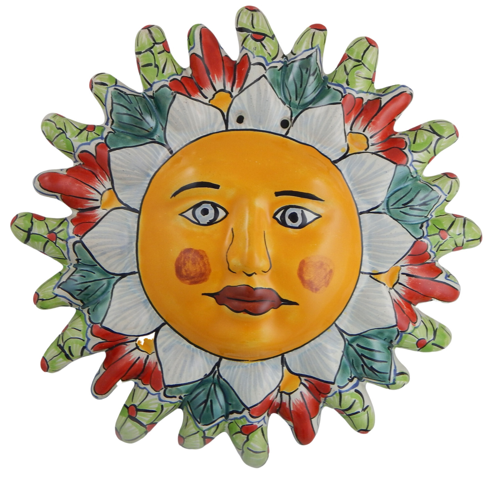 Mexican Talavera Ceramic Sun Face Wall Decor Hanging Pottery Folk Art ...